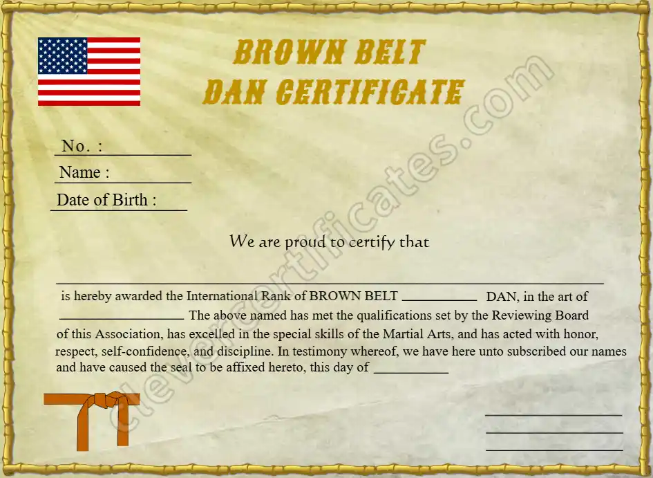 Editable Ninjitsu Black Belt Certificate